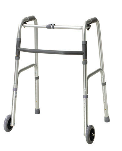 Folding Walkers, Folding 2-Button Walker with 5" Wheels, Clear Tray ...